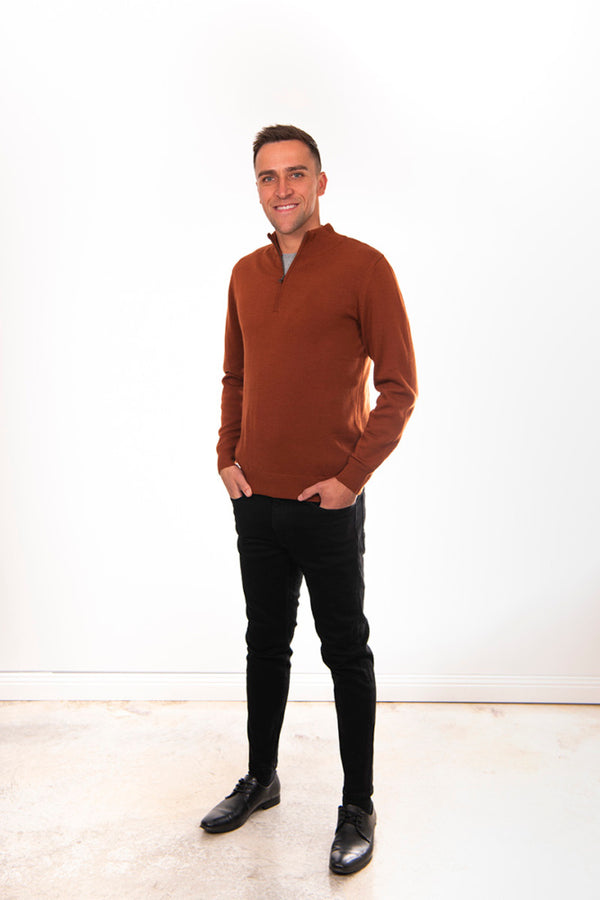 1/4 ZIP PULLOVER WITH RIB BASQUE - Knit-On Australia